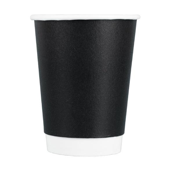 UNIQ 12 oz Double Wall Black Hot Paper Cup (90mm) - 500/Case – Hot Cup ...