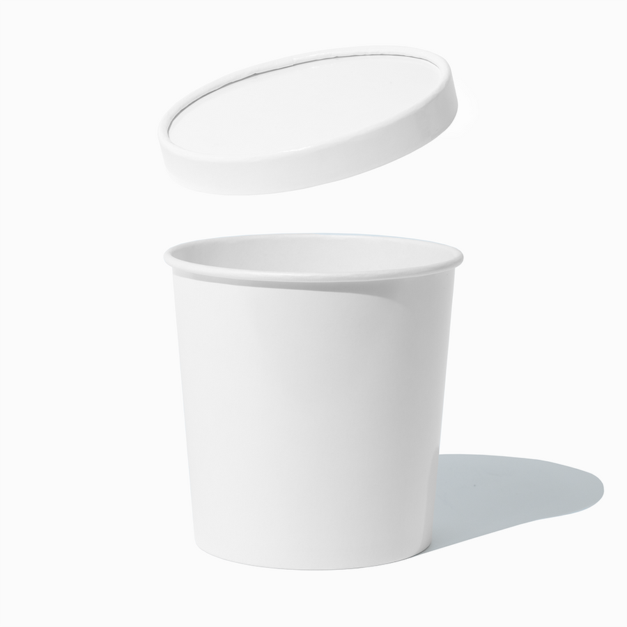 UNIQ 32 oz Quart White Premium Paper Food To Go Containers With Non-Ve ...